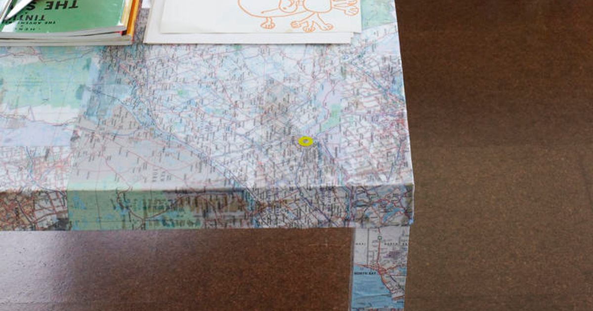 Table makeover featuring road maps: Before and after - Chatelaine