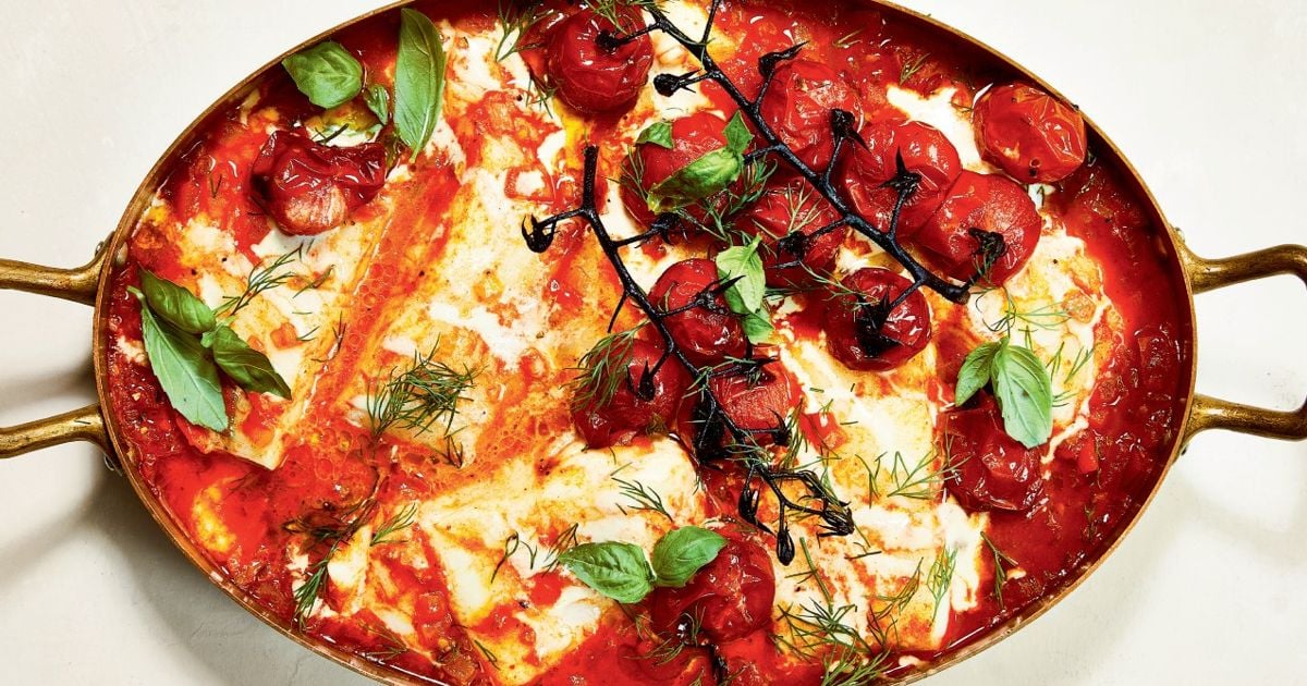 Braised Halibut With Roasted Cherry Tomatoes And Tahini - Chatelaine