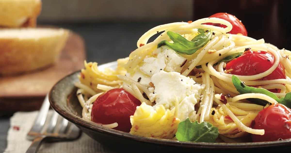 Spicy Spaghettini With Goat Cheese, Tomato And Artichoke Recipe ...